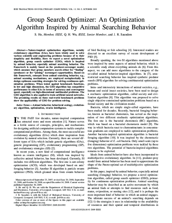 (PDF) Group search optimizer: an optimization algorithm inspired by ...