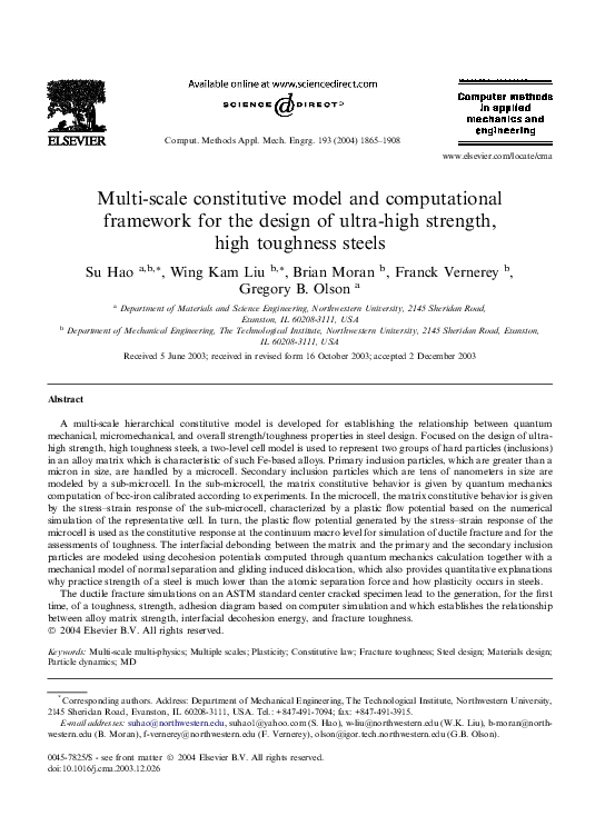 (PDF) Multi-scale constitutive model and computational framework for the design of ultra-high ...