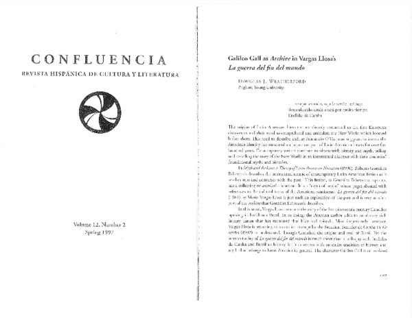 (PDF) Galileo Gall as Archive in Vargas Llosa's La guerra del fin del mundo
