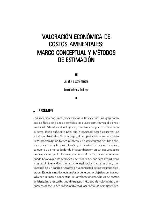 (PDF) Valoraci n econ mica de costos ambientales: marco conceptual y m todos de estimaci n