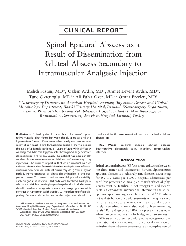 (PDF) Spinal Epidural Abscess as a Result of Dissemination from Gluteal ...
