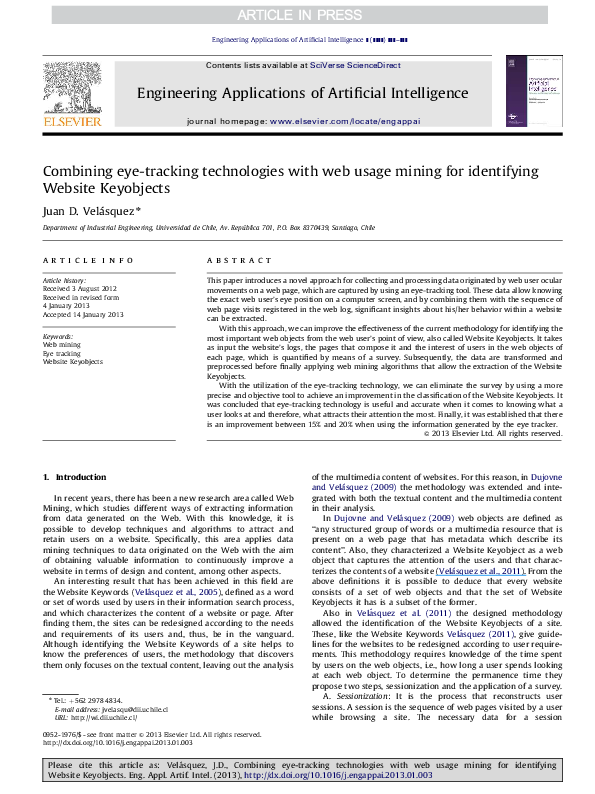 Pdf Combining Eye Tracking Technologies With Web Usage Mining For Identifying Website Keyobjects