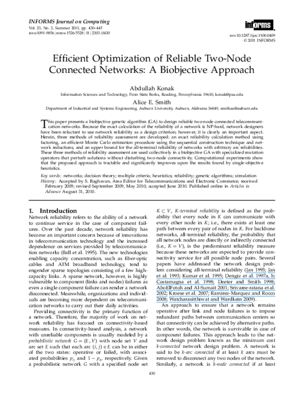 Efficient Optimization Of Reliable Two Node Connected Networks A