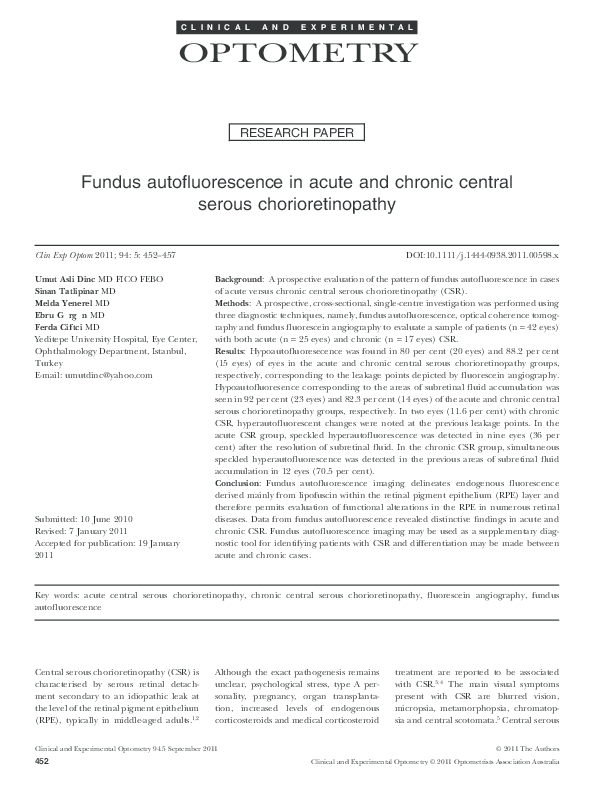 (PDF) Fundus autofluorescence in acute and chronic central serous ...