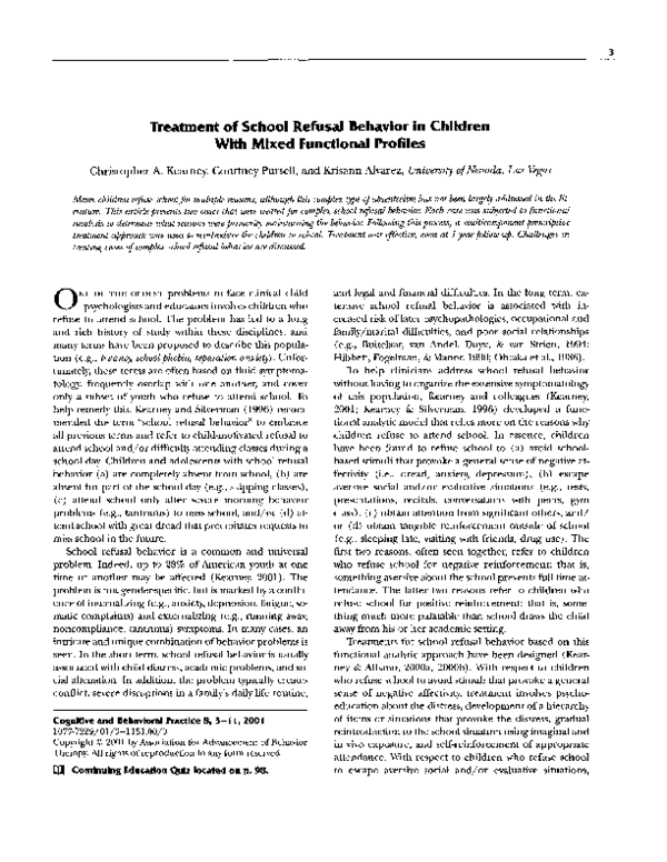 (PDF) Treatment of school refusal behavior in children with mixed ...