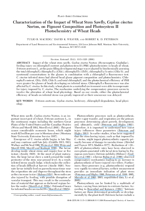 (PDF) Characterization of the Impact of Wheat Stem Sawfly, Cephus ...