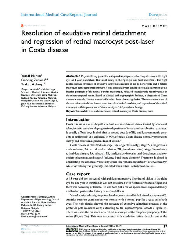 (PDF) Resolution of exudative retinal detachment and regression of ...
