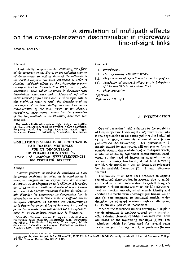 (PDF) A simulation of multipath effects on the cross-polarization ...