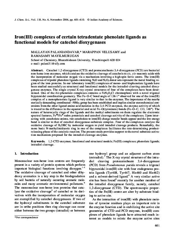 (PDF) Iron(III) complexes of certain tetradentate phenolate ligands as ...