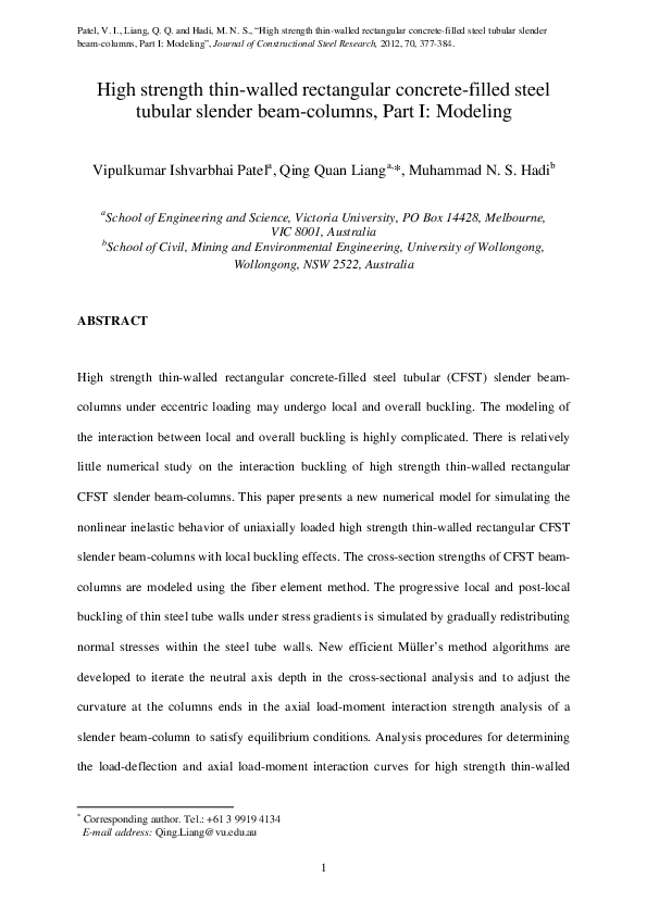 (PDF) High strength thin-walled rectangular concrete-filled steel ...