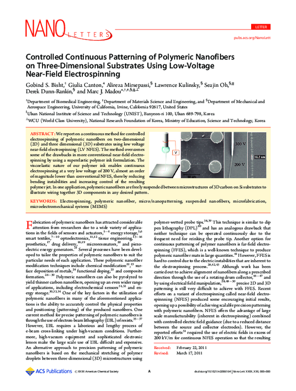Pdf A Computer Controlled Near Field Electrospinning Setup And Its Graphic User Interface For