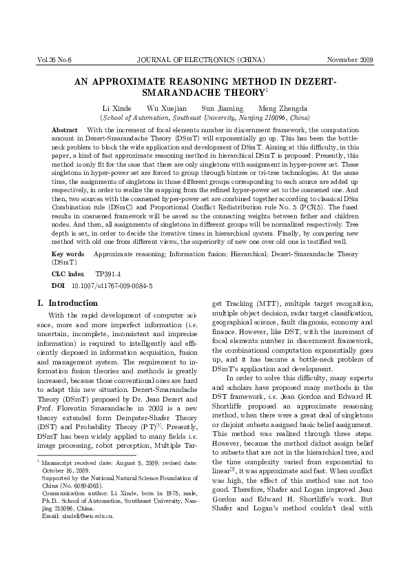 (PDF) An approximate reasoning method in Dezert-Smarandache Theory