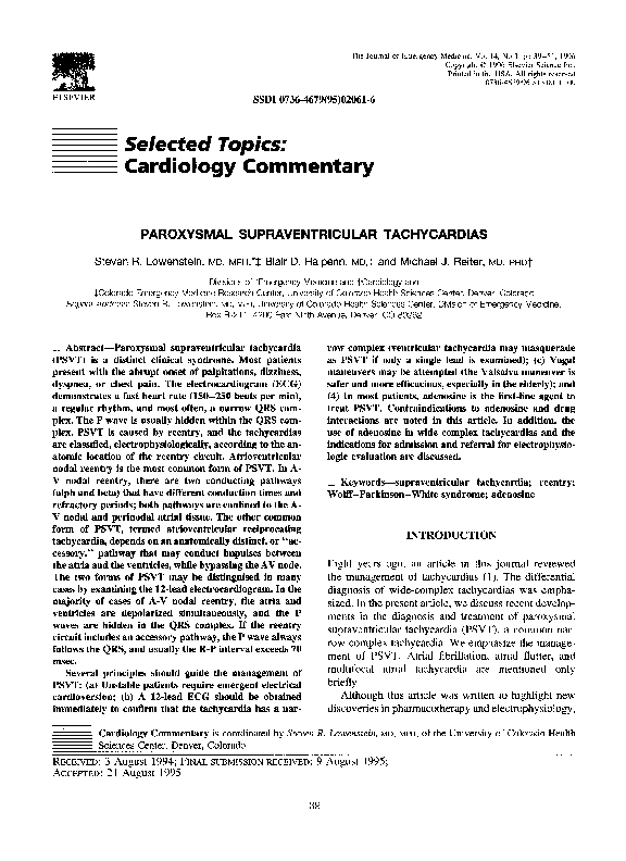 (PDF) Paroxysmal supraventricular tachycardias