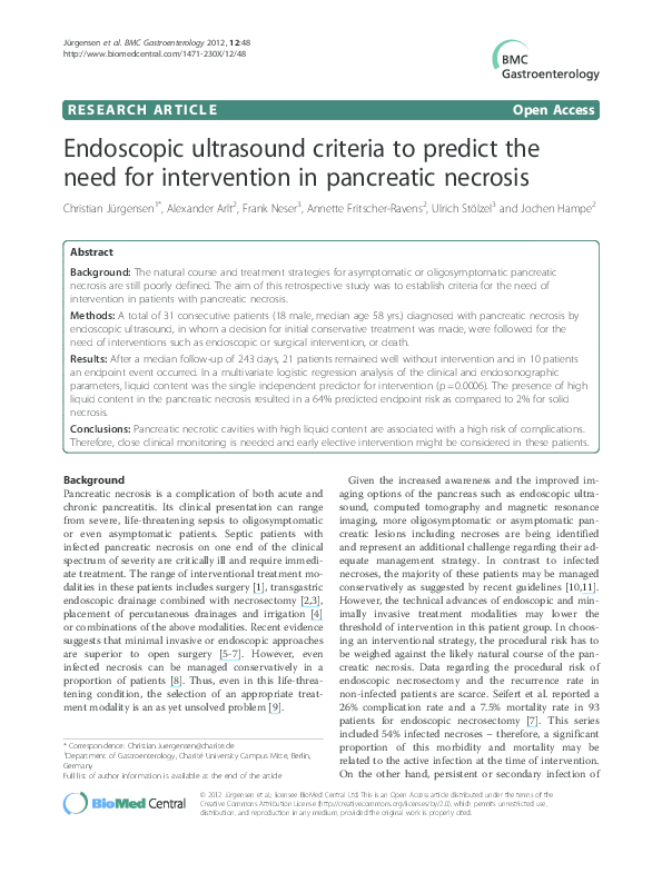 (PDF) Endoscopic ultrasound criteria to predict the need for ...