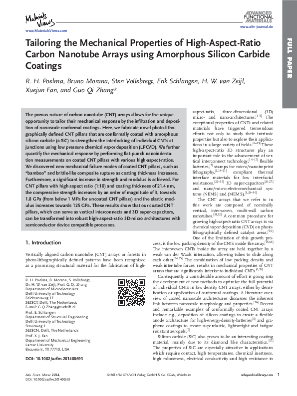 (PDF) Carbon Nanotubes: Tailoring the Mechanical Properties of High-Aspect-Ratio Carbon Nanotube ...