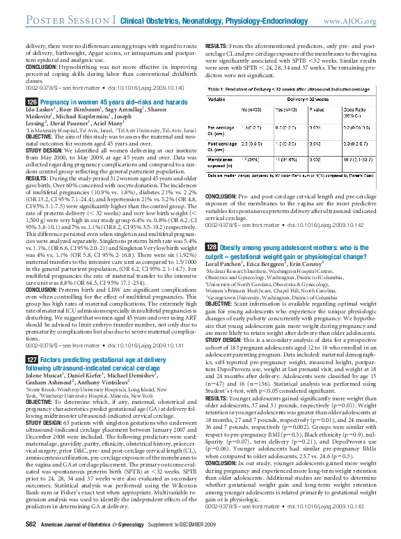 (PDF) 127: Factors predicting gestational age at delivery following ...