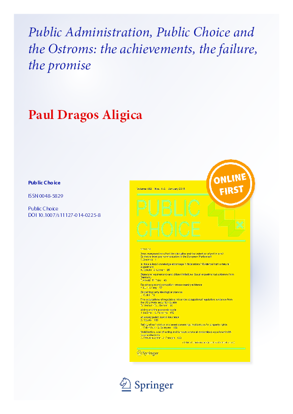 (PDF) Public Administration, Public Choice and the Ostroms: the ...