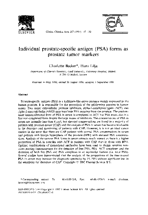 (PDF) Individual prostate-specific antigen (PSA) forms as prostate ...