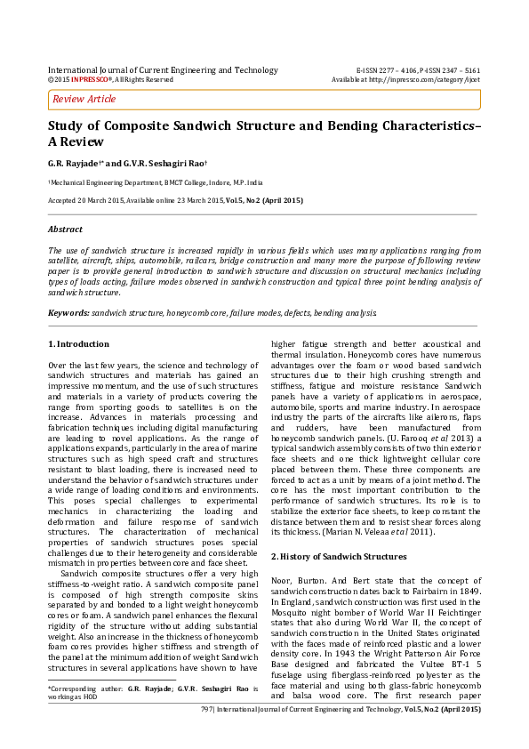 (PDF) Study of Composite Sandwich Structure and Bending Characteristics ...