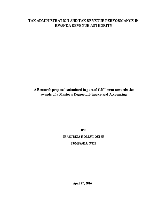 (DOC) TAX ADMINISTRATION AND TAX REVENUE PERFORMANCE IN RWANDA REVENUE ...