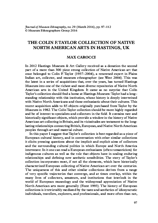 (PDF) THE COLIN F. TAYLOR COLLECTION OF NATIVE NORTH AMERICAN ARTS IN ...