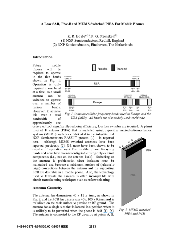 (PDF) A low SAR, five-band MEMS switched PIFA for mobile phones