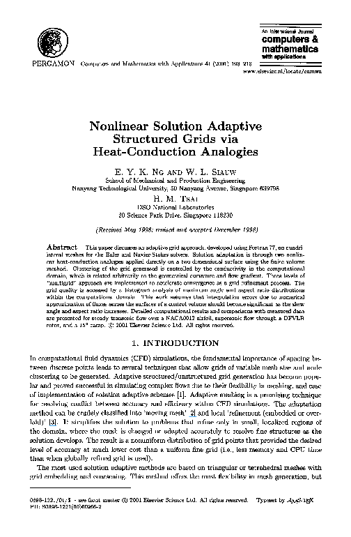 Nonlinear Solution Adaptive Structured Grids Via Heat Conduction Analogies