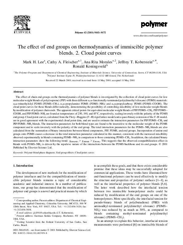 (PDF) The effect of end groups on thermodynamics of immiscible polymer ...