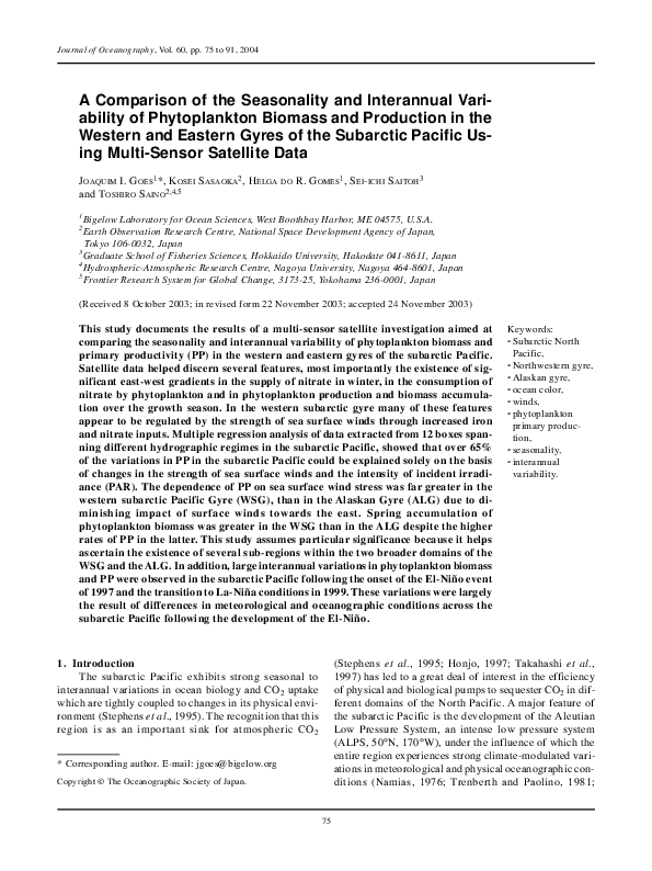 (PDF) A Comparison of the Seasonality and Interannual Variability of ...