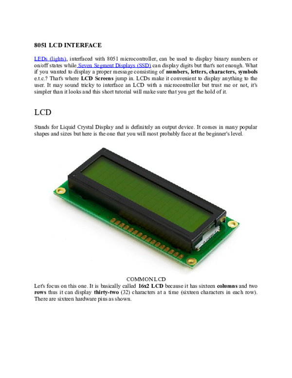 (DOC) 8051 LCD INTERFACE