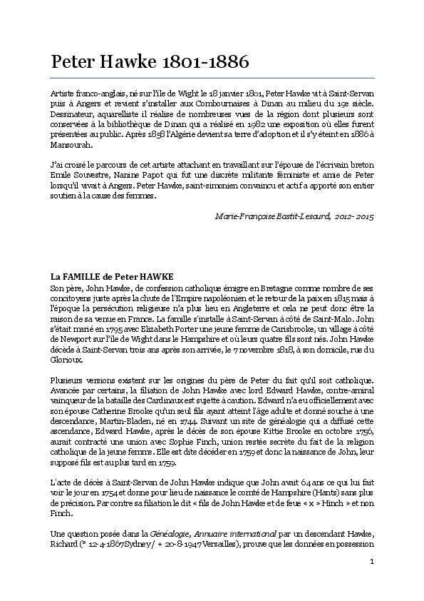 (PDF) Peter HAWKE (1801-1886): artiste voyageur et saint-simonien