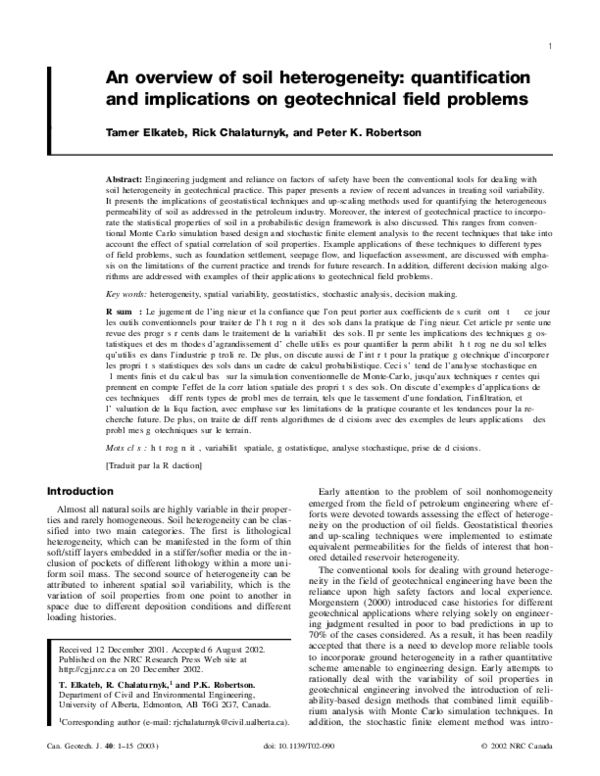 (PDF) An overview of soil heterogeneity: quantification and ...