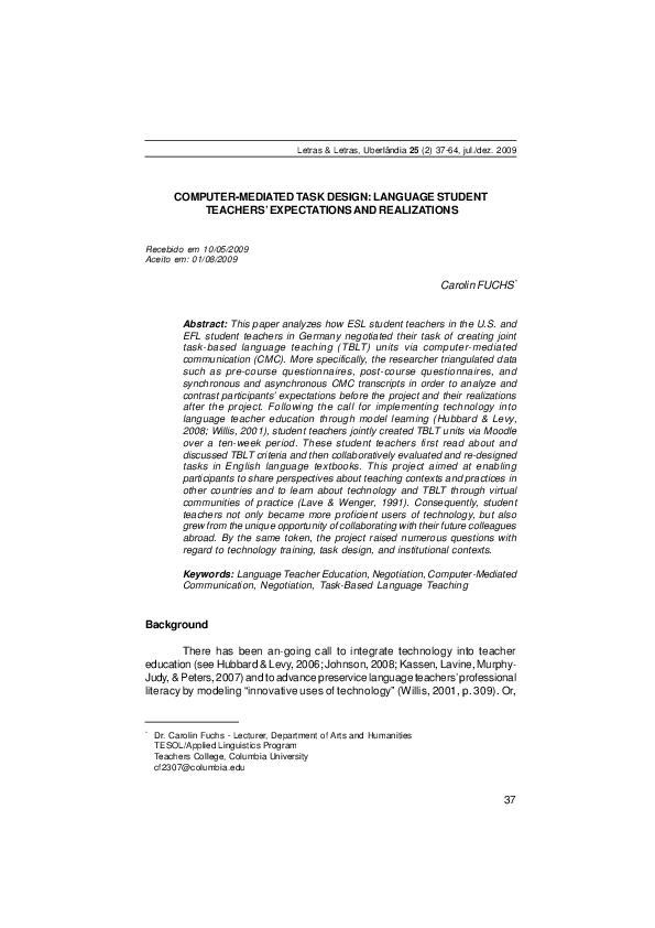 (PDF) Computer-Mediated Task Design: Language Student Teachers ...