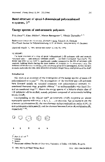 (PDF) Band structure of quasi-1-dimensional polycondensed π-systems, 3 ...