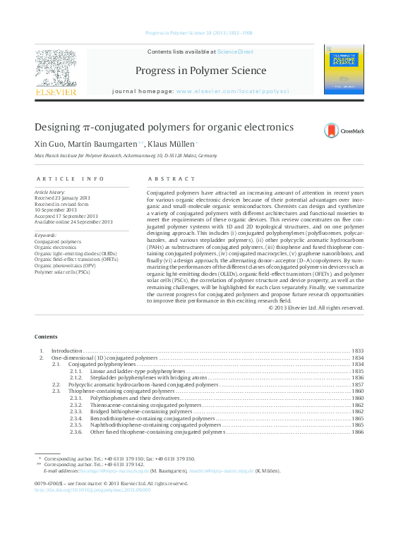 (PDF) Designing π-conjugated polymers for organic electronics
