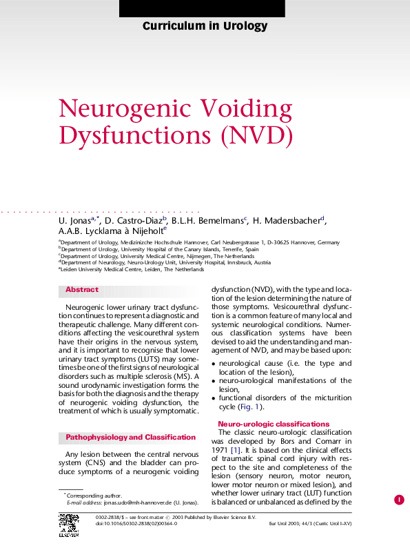 (PDF) Neurogenic Voiding Dysfunctions (NVD)