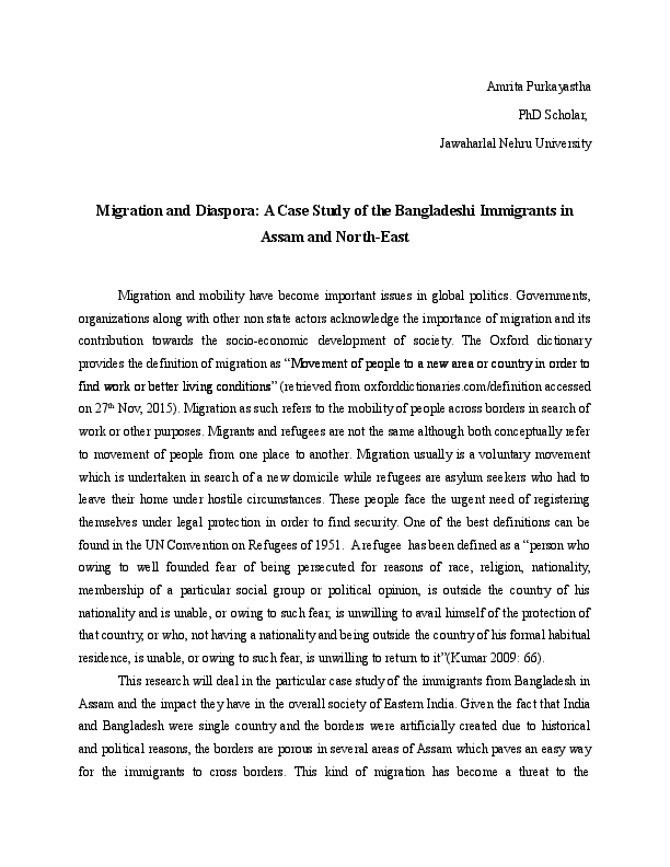 (DOC) Migration and Diaspora: A Case Study of the Bangladeshi ...