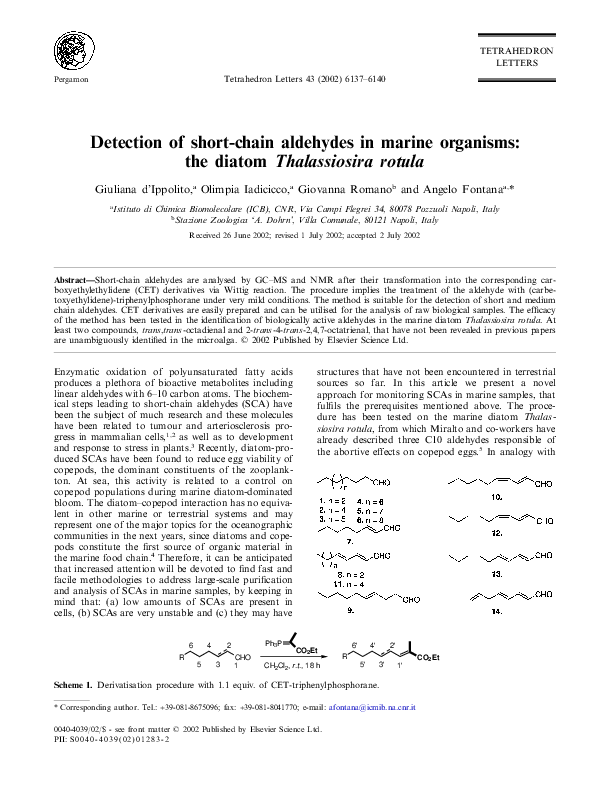 (PDF) Detection of short-chain aldehydes in marine organisms: the ...