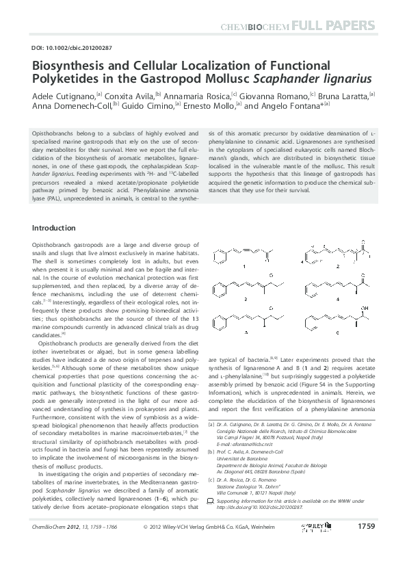 (PDF) Biosynthesis and Cellular Localization of Functional Polyketides ...
