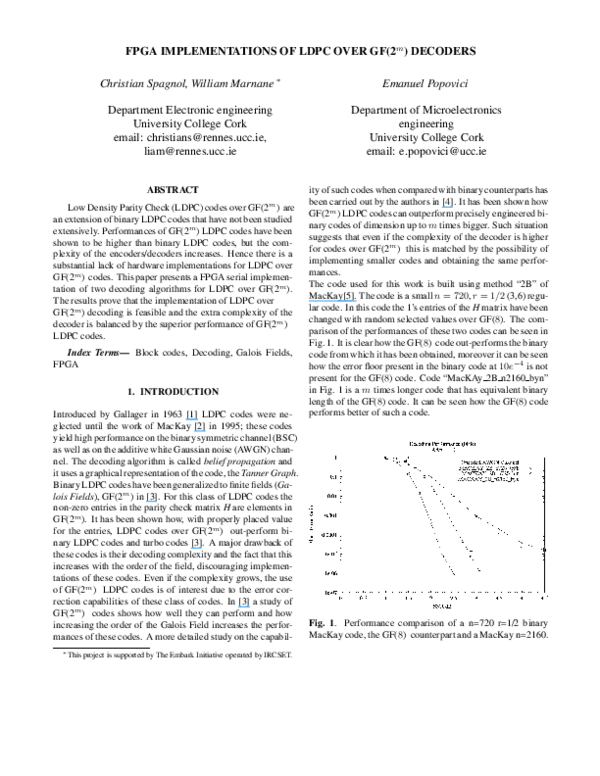 Pdf Fpga Implementations Of Ldpc Over Gf2 M Decoders
