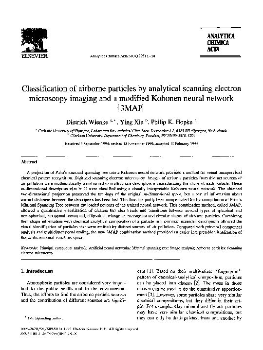 (PDF) Classification of airborne particles by analytical scanning electron microscopy imaging ...