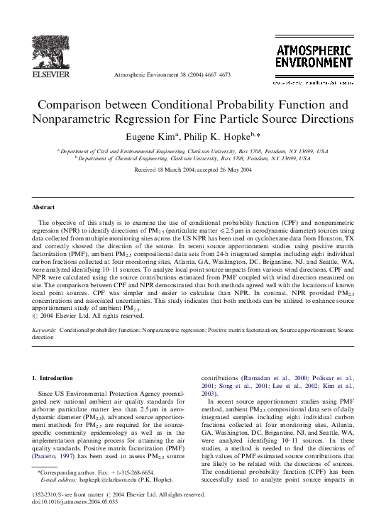 (PDF) Comparison between Conditional Probability Function and ...
