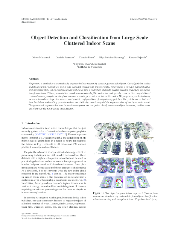 Pdf Object Detection And Classification From Large Scale Cluttered Indoor Scans