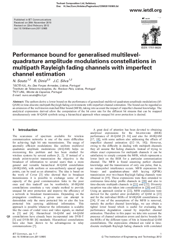 (PDF) Performance bound for generalised multilevel-quadrature amplitude ...