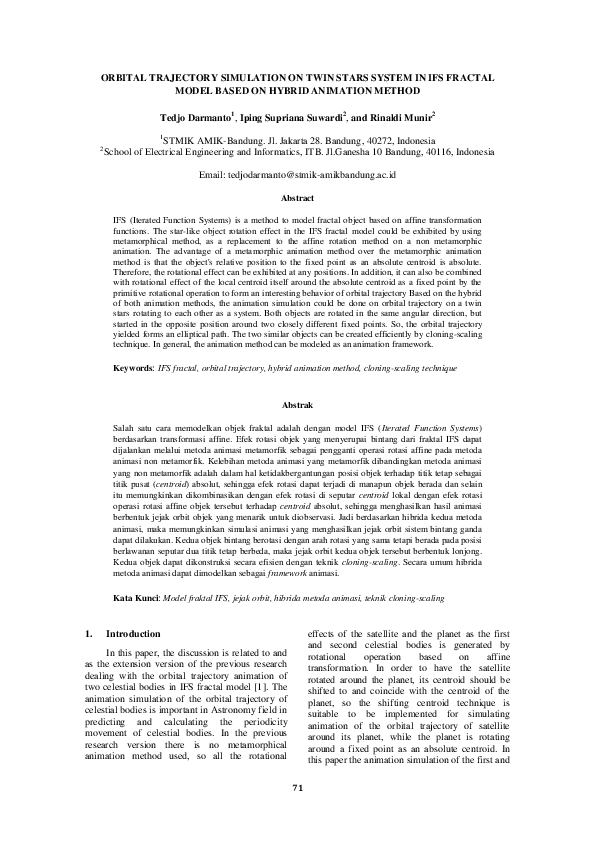 (PDF) ORBITAL TRAJECTORY SIMULATION ON TWIN STARS SYSTEM IN IFS FRACTAL MODEL BASED ON HYBRID ...