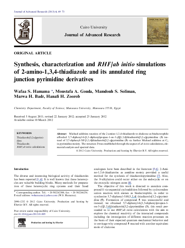 Pdf Synthesis Characterization And Rhf Ab Initio Simulations Of 2