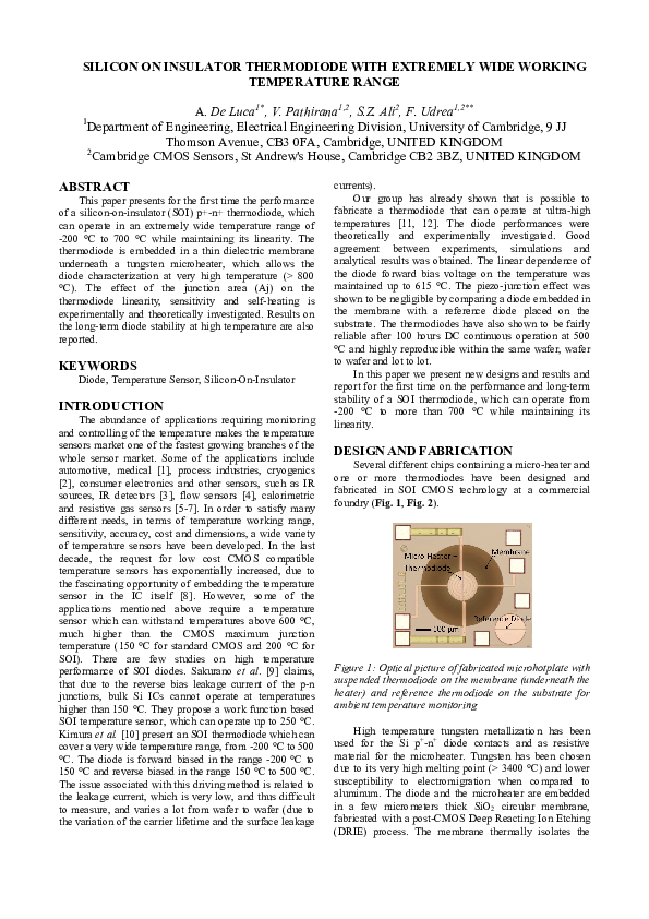 (PDF) SILICON ON INSULATOR THERMODIODE WITH EXTREMELY WIDE WORKING ...