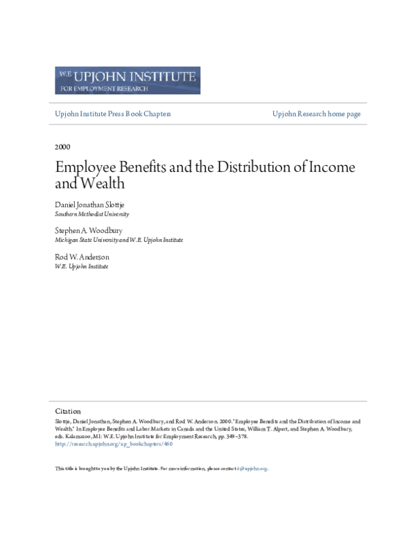 (PDF) Employee Benefits and the Distribution of Income and Wealth