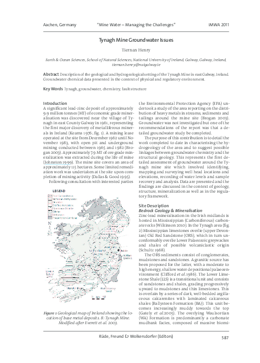 (PDF) Tynagh Mine Groundwater Issues