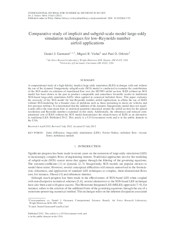 (PDF) Comparative study of implicit and subgrid-scale model large-eddy simulation techniques for ...